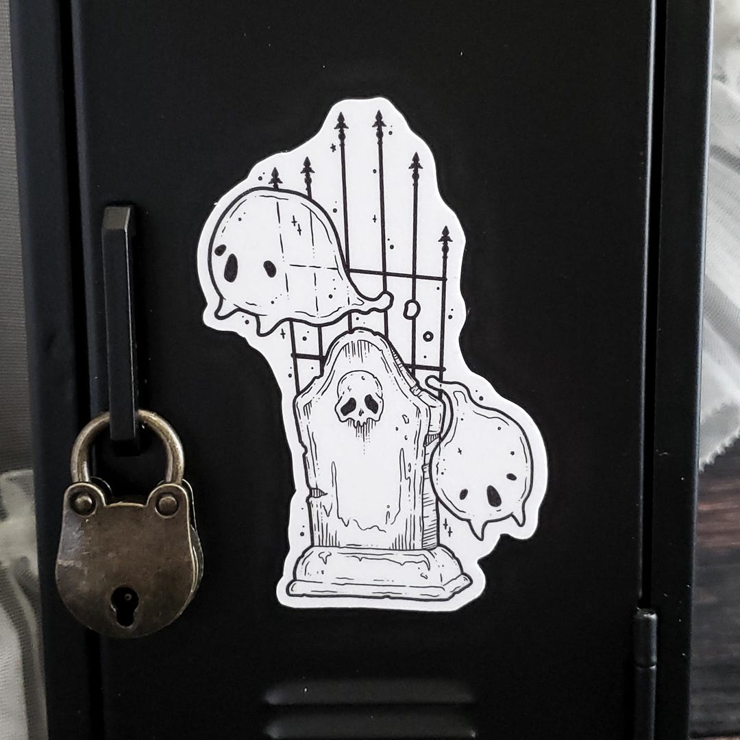 Gravestone With Ghosts Magnet – Spooky Cute Goth Graveyard Decor ...