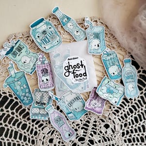 Ghost Foods STICKER Pack - Spooky Cute -pastel Goth - Pack of Thirteen ...