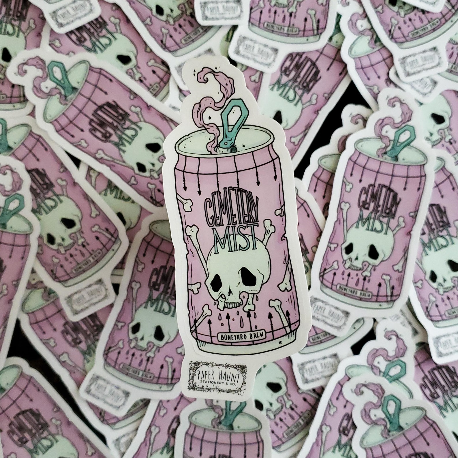 Bones SODA Can Sticker, Spooky Cute Goth - Cemetery Mist - Etsy