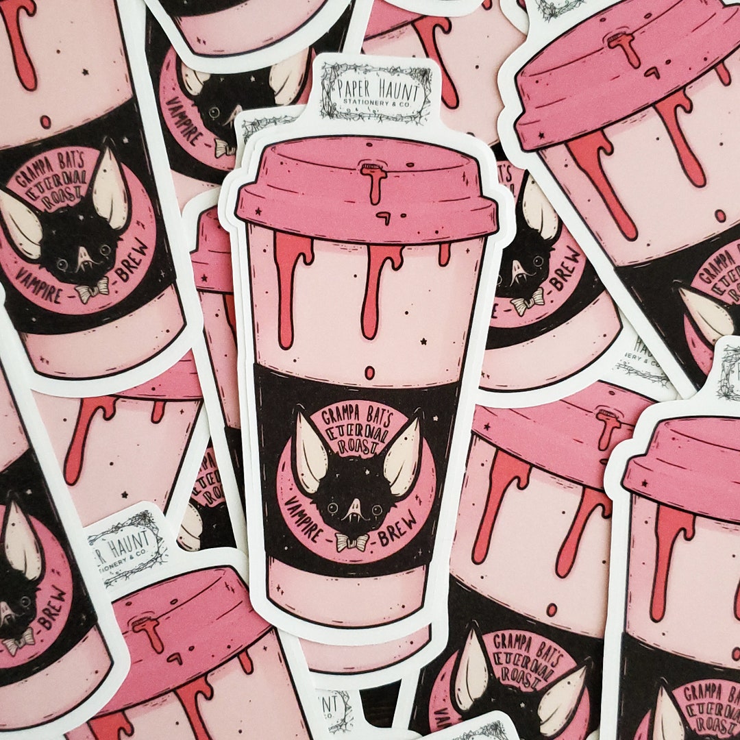 Vampire Coffee STICKER- Vampire Food- Spooky Cute - Goth - Etsy