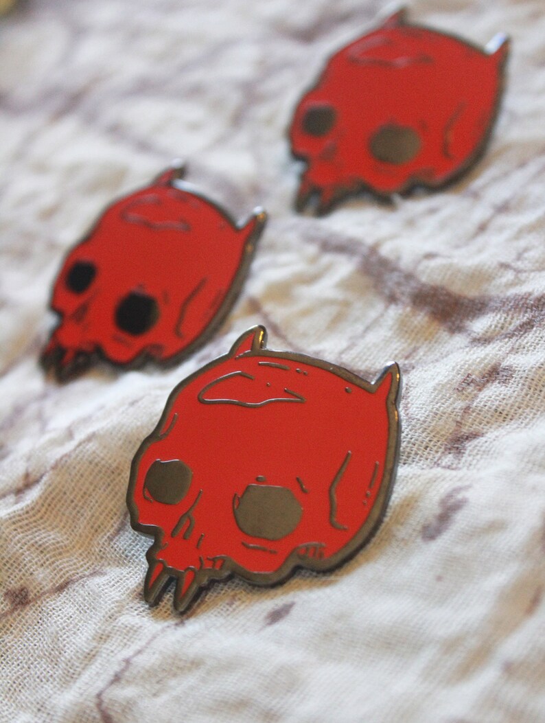 Red Devil Skull Enamel Lapel Pin | Etsy