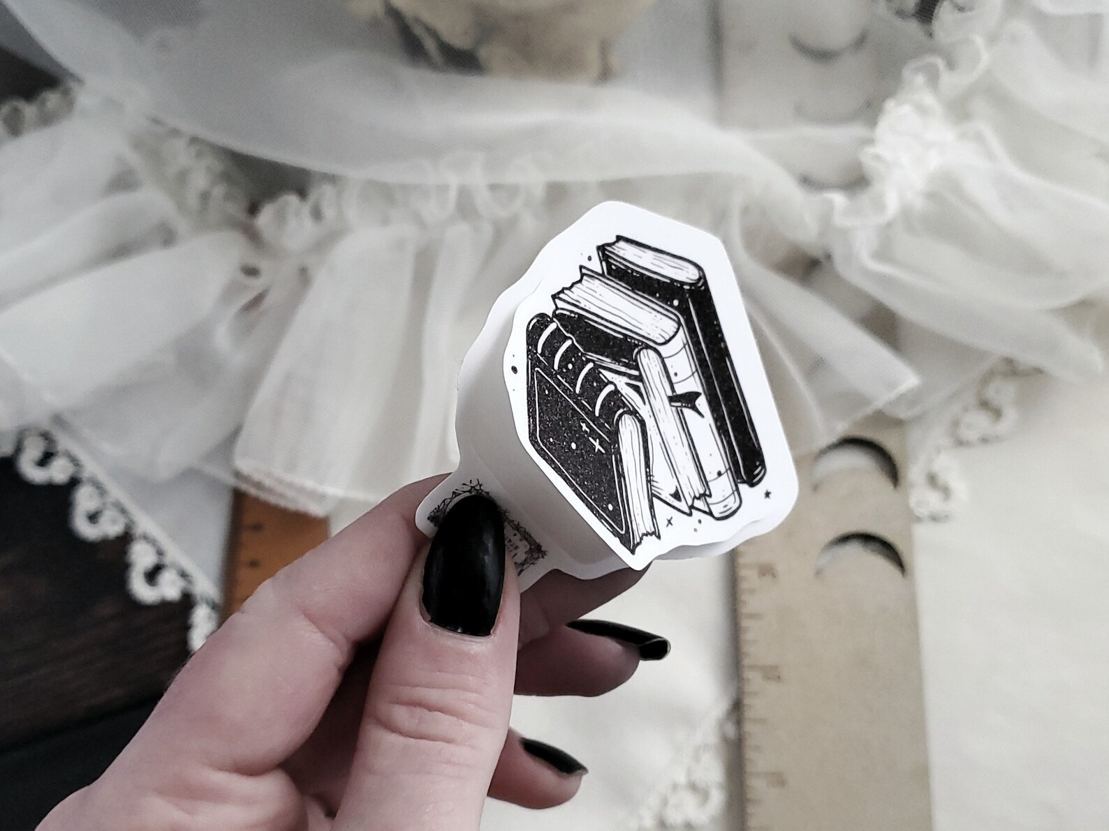 Witchy Book Stack Sticker - Spooky Cute - Goth - Etsy