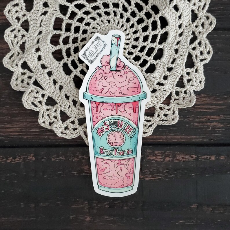 Brain Slushie STICKER- Zombie Foods- Creepy Cute - Etsy