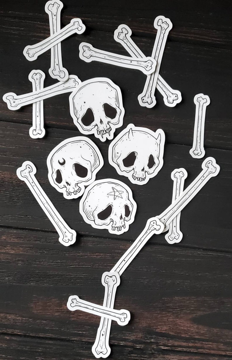 Creepy Cute Skull Bone Gothic STICKER Pack - Etsy