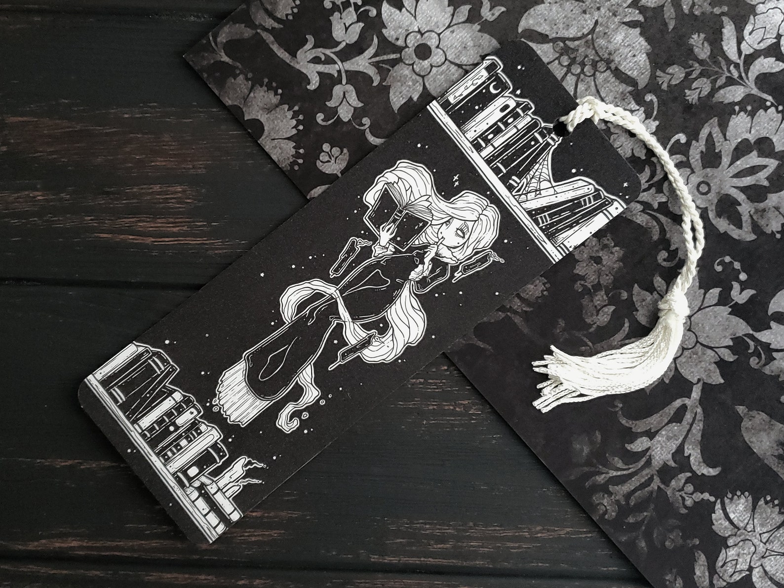 Haunted Library Bookmark Spooky Cute Ghost Girl Goth - Etsy