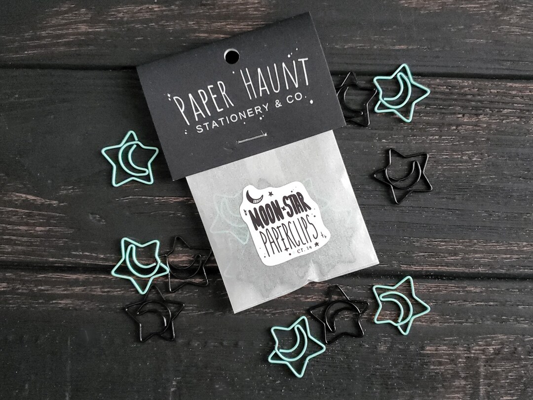 Blue and Black Moon Star Paperclips, Spooky Cute, Pastel Goth - Etsy