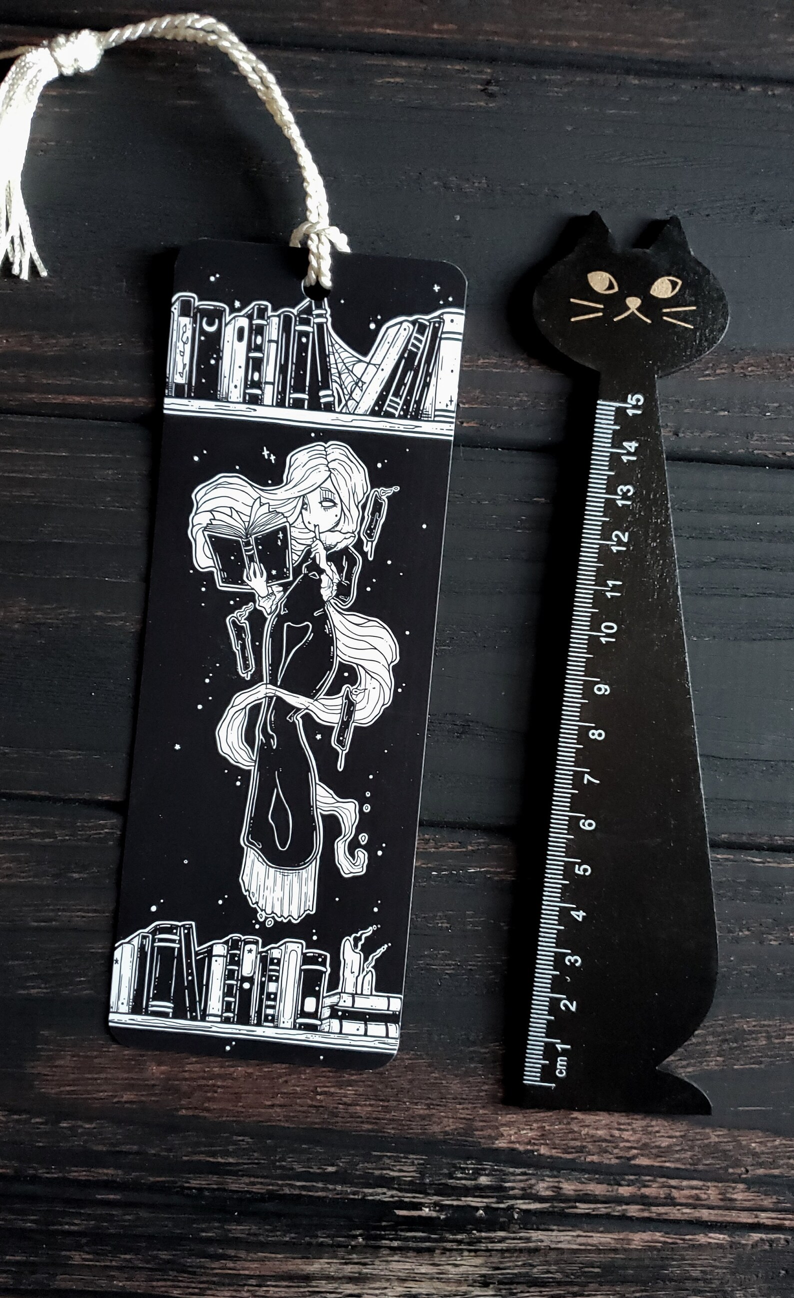 Haunted Library Bookmark Spooky Cute Ghost Girl Goth - Etsy