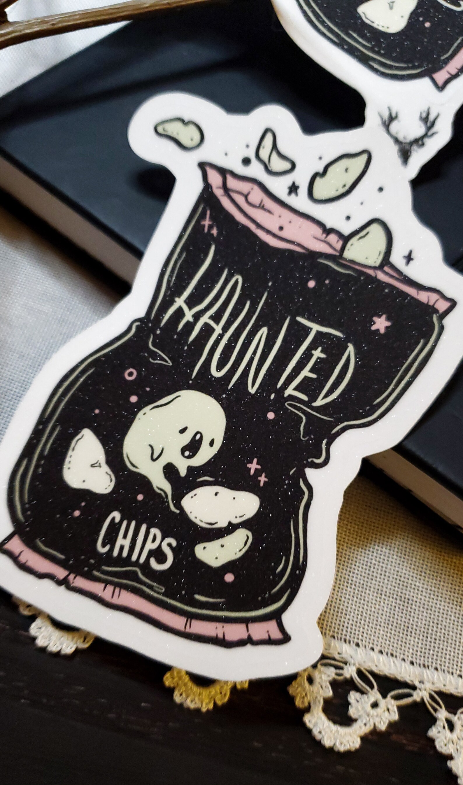 Haunted Chips GHOST STICKER Spooky Cute Goth Food - Etsy