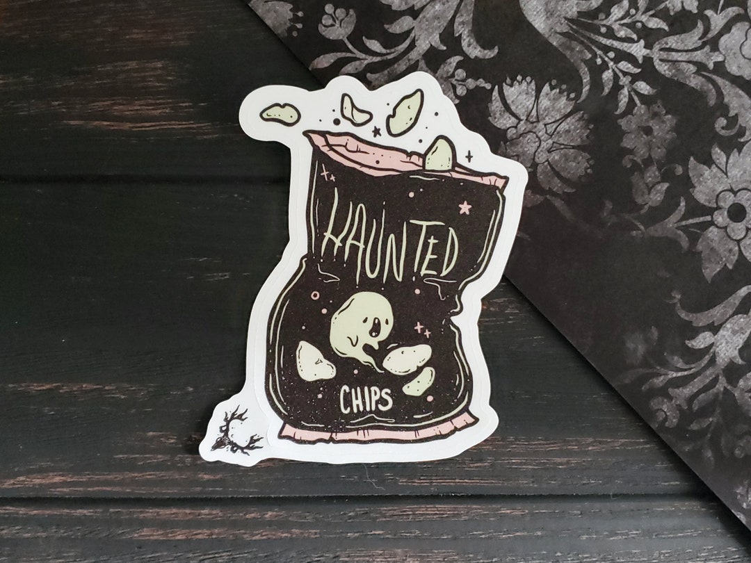 Haunted Chips GHOST STICKER Spooky Cute Goth Food - Etsy