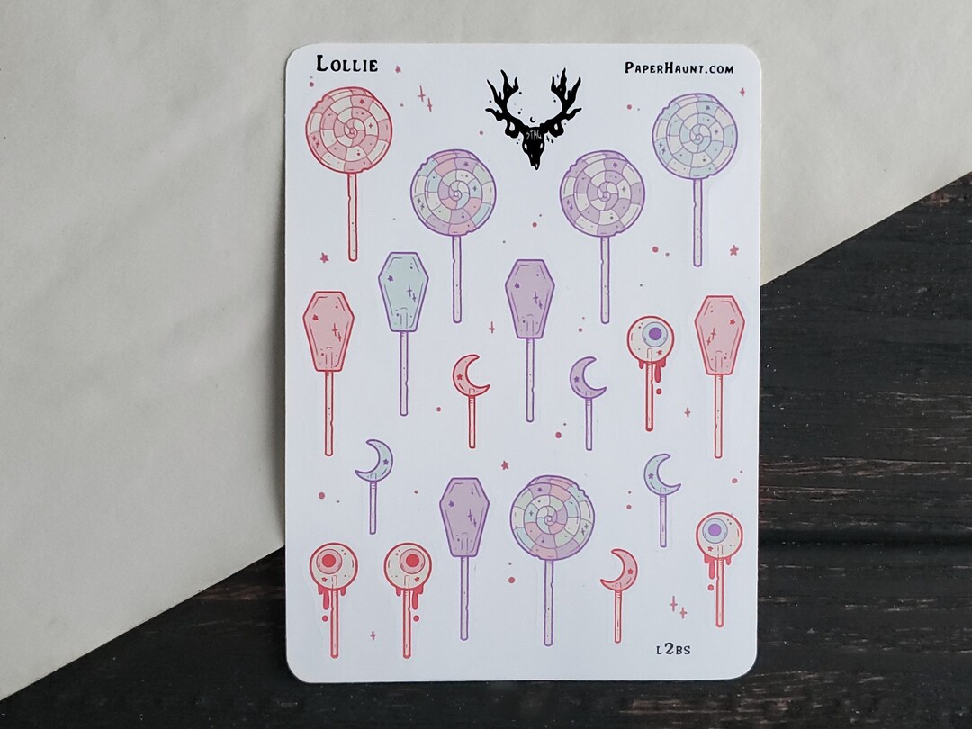 Lollie Pop Sticker Sheet planner Stickers, Spooky Cute, Pastel Goth - Etsy