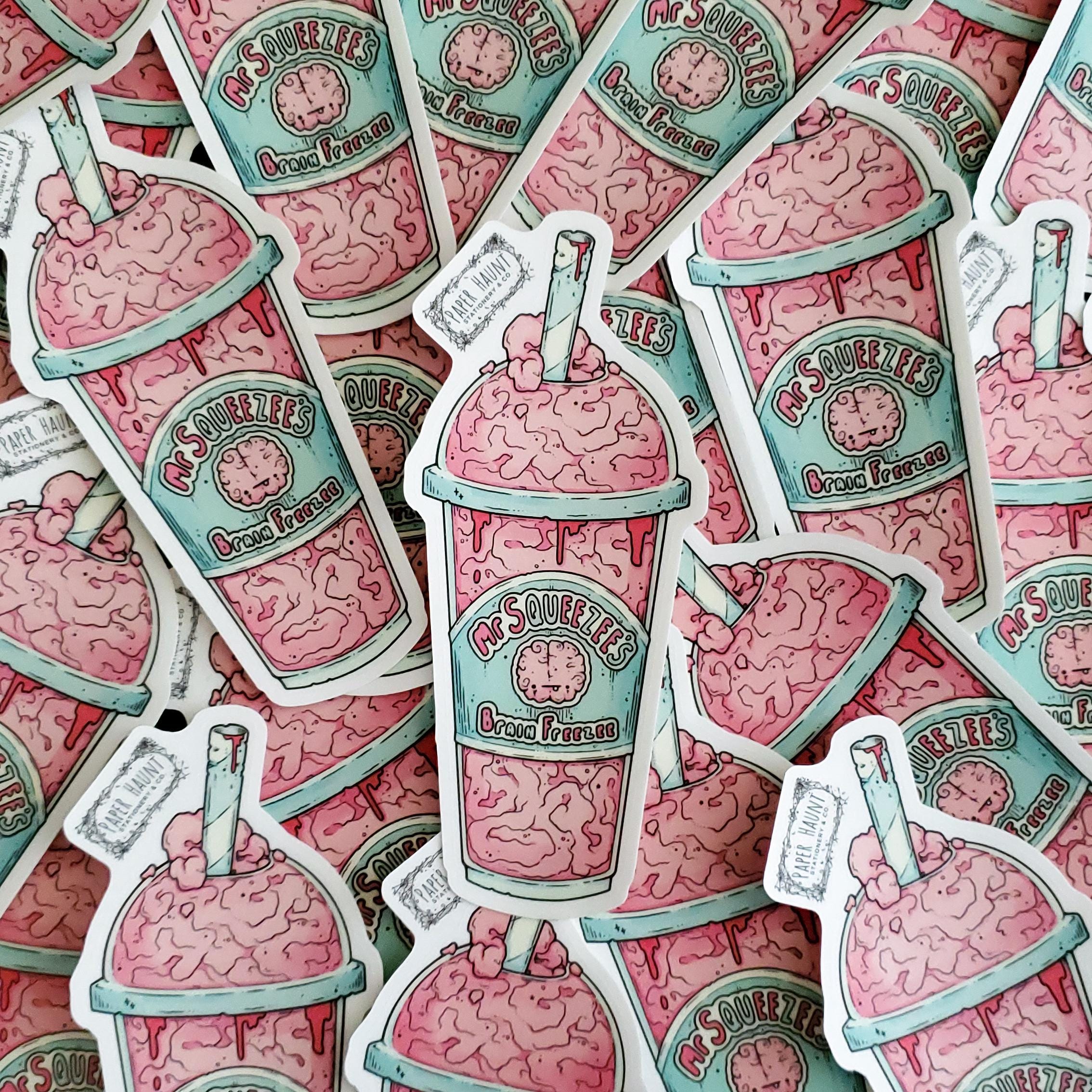 Brain Slushie STICKER- Zombie Foods- Creepy Cute - Etsy