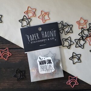 Pink and Black Moon Star Paperclips, Spooky Cute, Pastel Goth - Etsy