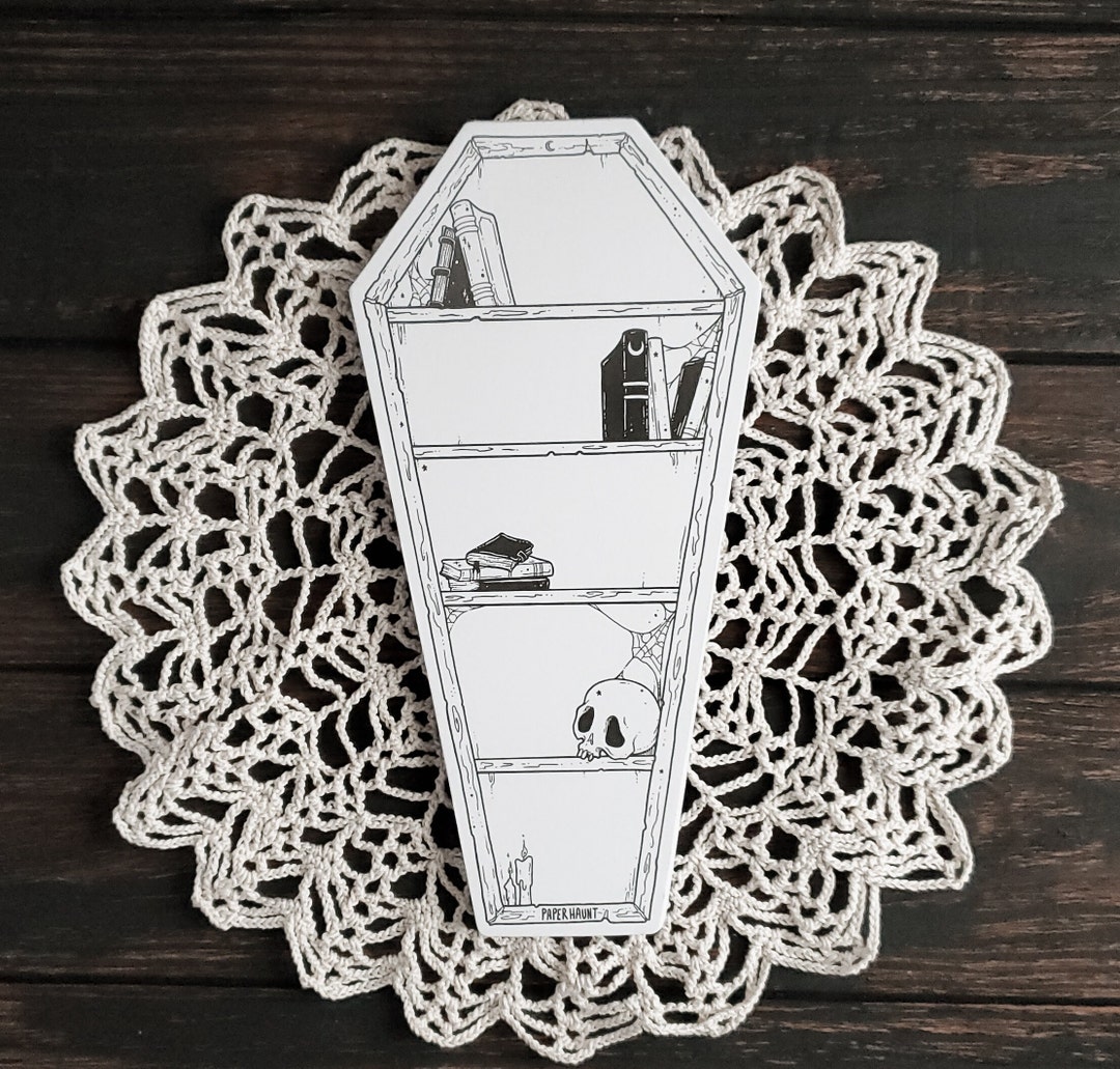 Coffin Bookshelf Notepad Spooky Cute Goth Stationery - Etsy