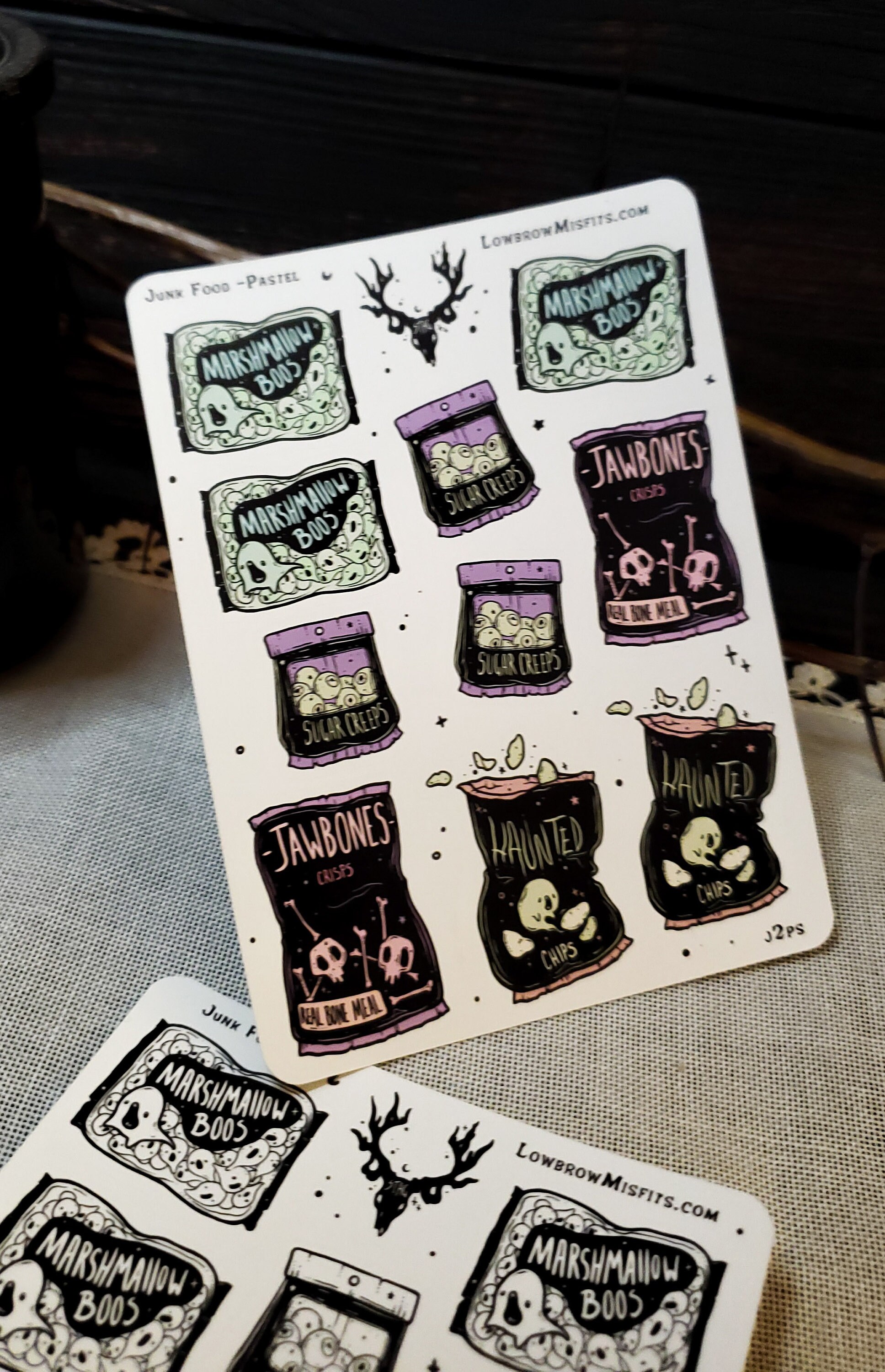 Creepy JUNK FOOD Planner Sticker Sheet Spooky Cute Goth - Etsy