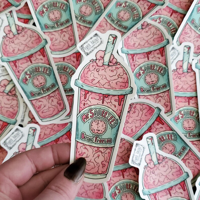 Brain Slushie STICKER- Zombie Foods- Creepy Cute - Etsy