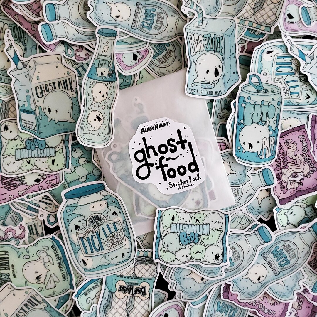 Ghost Foods STICKER Pack - Spooky Cute -pastel Goth - Pack of Thirteen ...