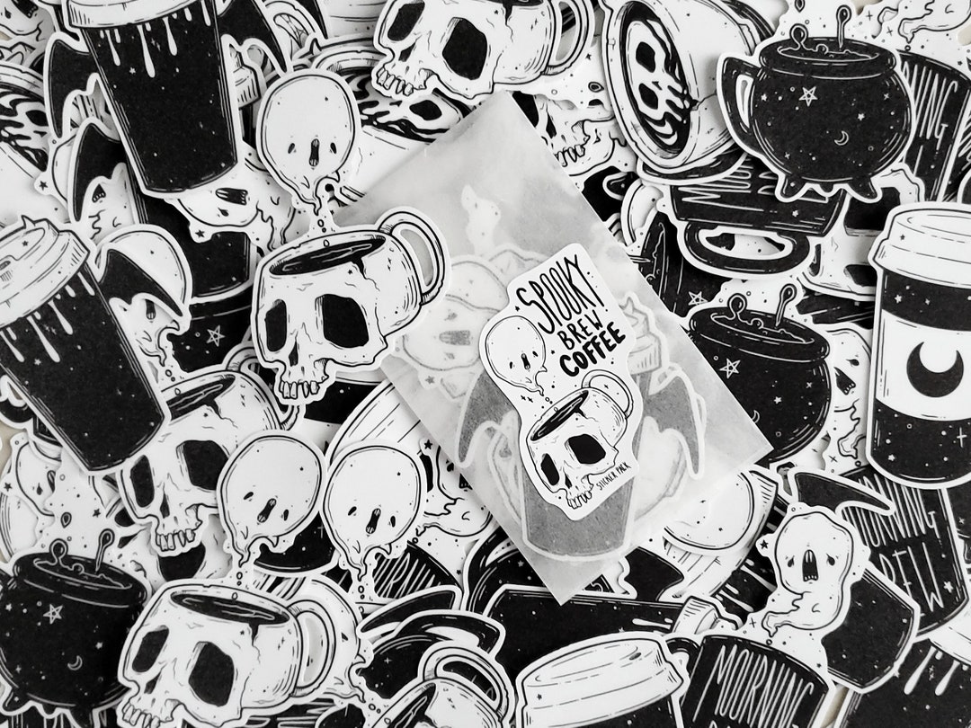 Spooky Brew Coffee Ghost Gothic STICKER Pack - Etsy
