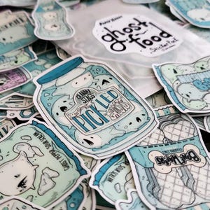 Ghost Foods STICKER Pack - Spooky Cute -pastel Goth - Pack of Thirteen ...