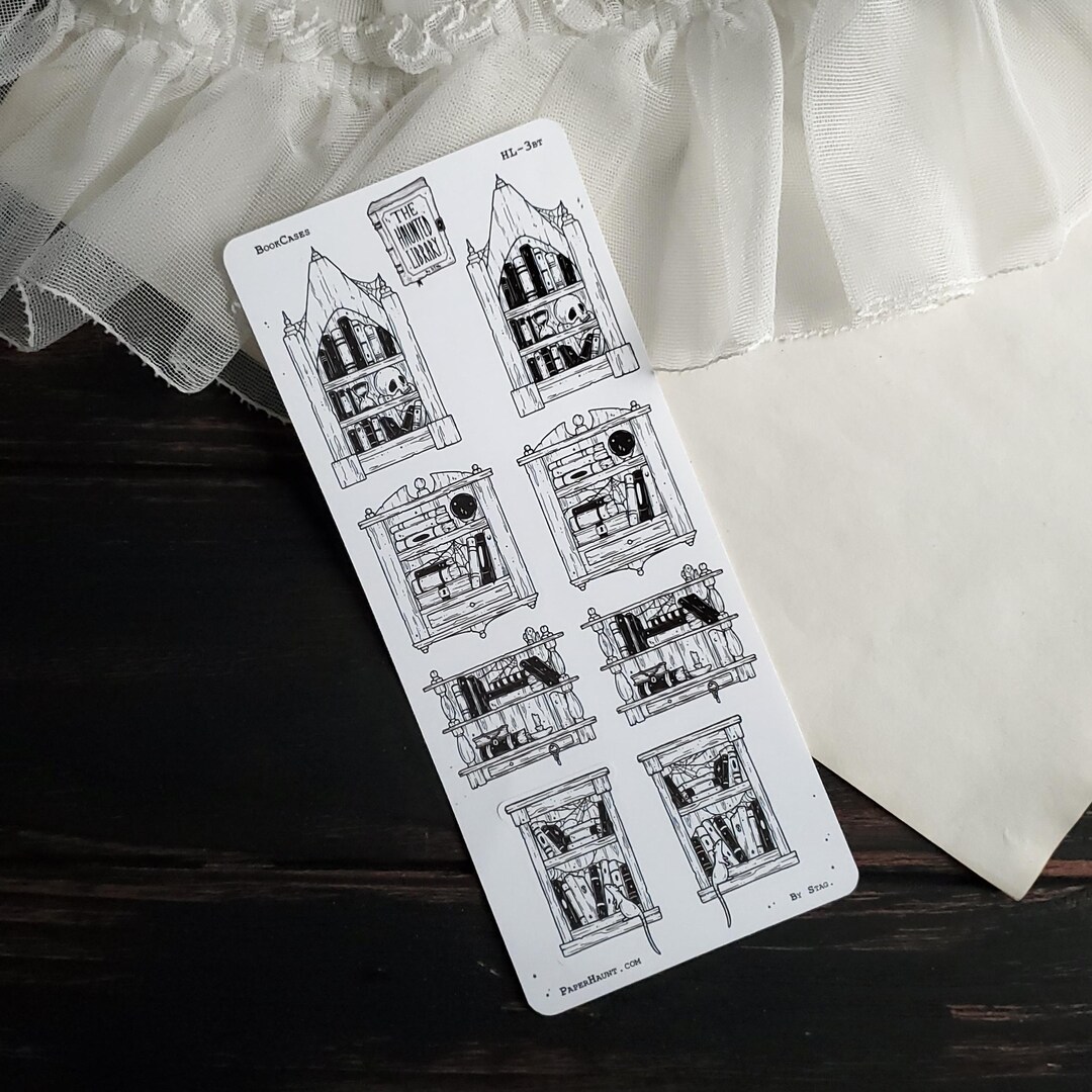 Book Shelf STICKER Sheet | Planner Stickers | Spooky Cute - Gothic ...