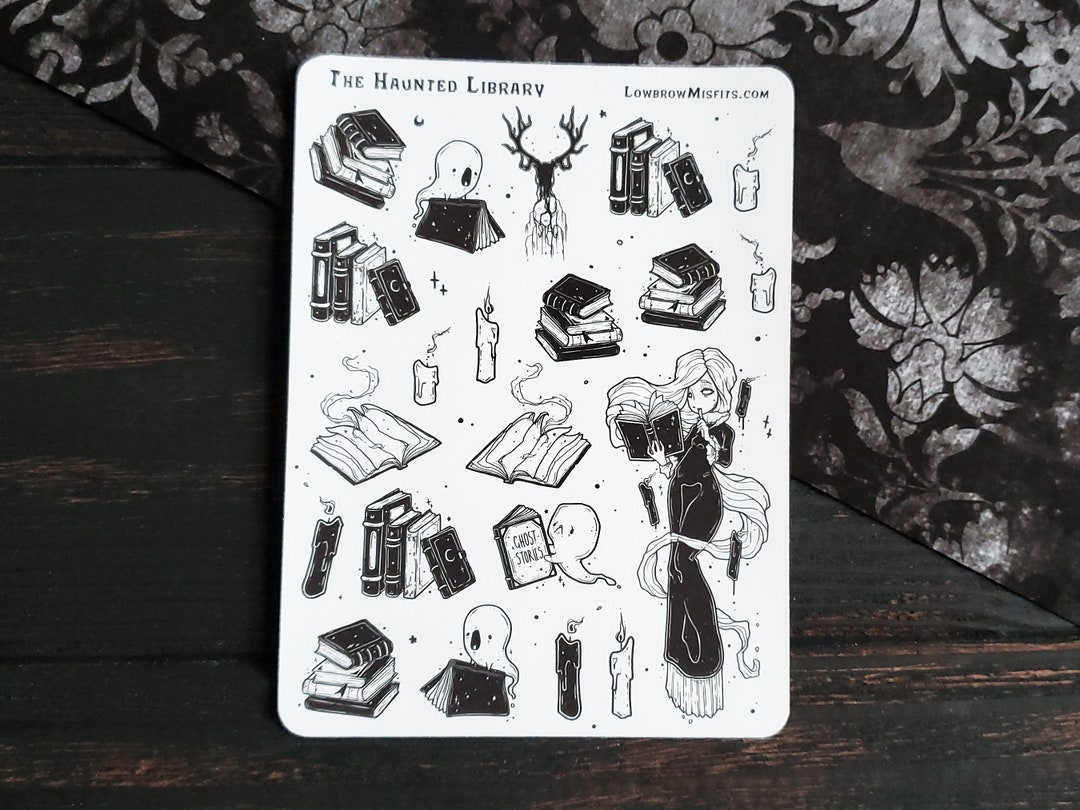 Haunted Library STICKER Sheet Ghosts and Books - Etsy