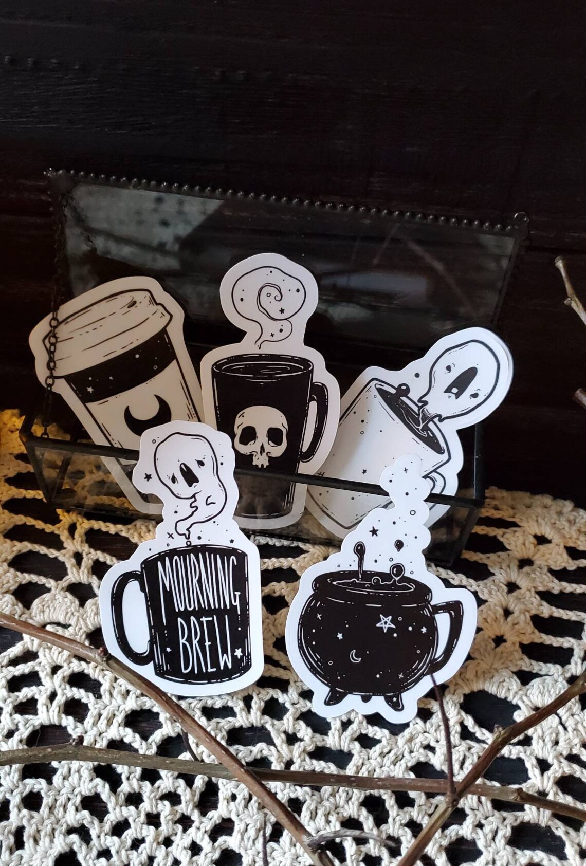 Spooky Brew Coffee Ghost gothic STICKER pack | Etsy