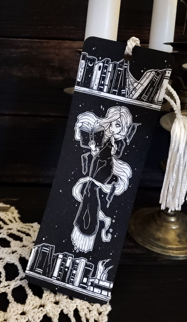 Haunted Library Bookmark Spooky Cute Ghost Girl Goth - Etsy
