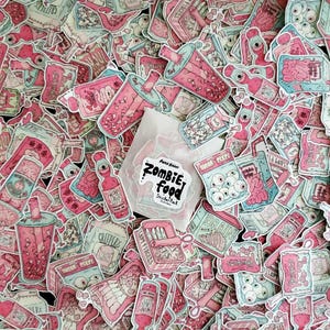 Zombie Foods STICKER Pack - Spooky Cute -pastel Goth - Pack of Thirteen ...