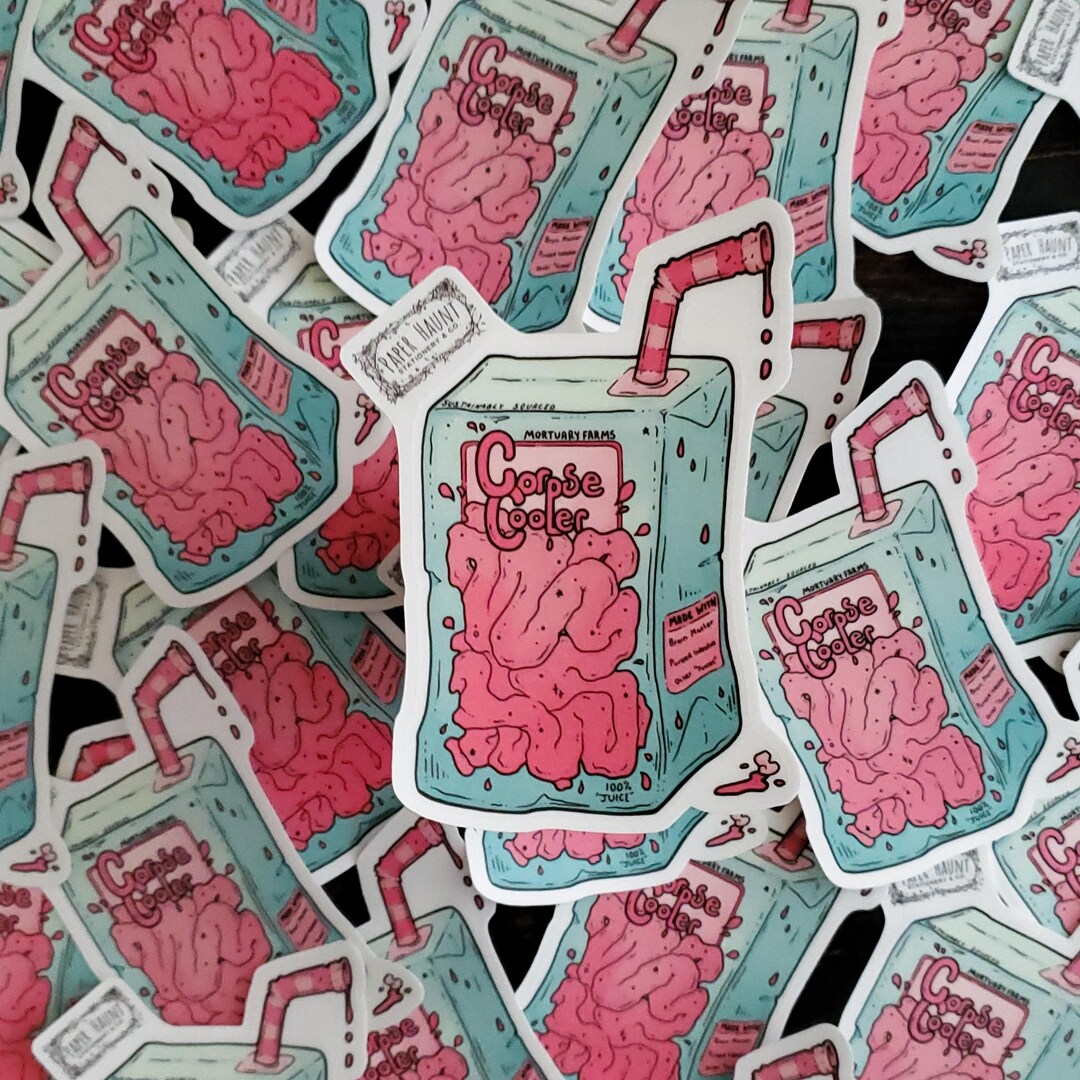 Zombie Juice Box STICKER Corpse Cooler Creepy Cute - Etsy