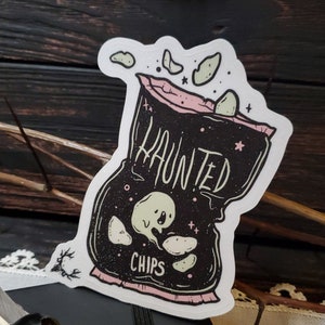 Haunted Chips GHOST STICKER Spooky Cute Goth Food - Etsy