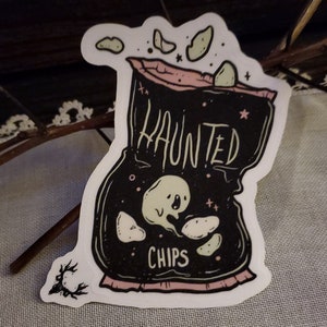 Haunted Chips GHOST STICKER Spooky Cute Goth Food - Etsy