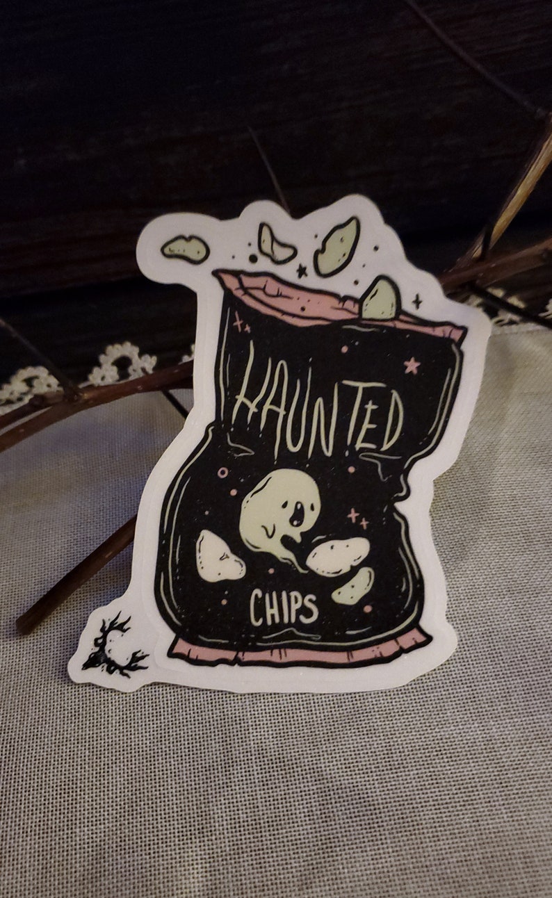 Haunted Chips GHOST STICKER Spooky Cute Goth Food - Etsy