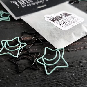 Blue and Black Moon Star Paperclips, Spooky Cute, Pastel Goth - Etsy