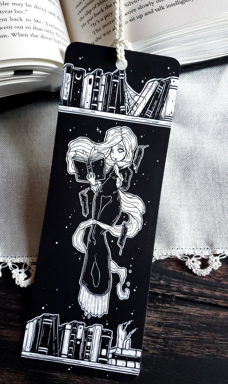 Haunted Library Bookmark Spooky Cute Ghost Girl Goth - Etsy