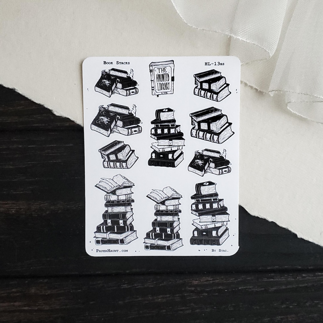 Book Stacks STICKER Sheet | Planner Stickers | Spooky Cute - Gothic ...