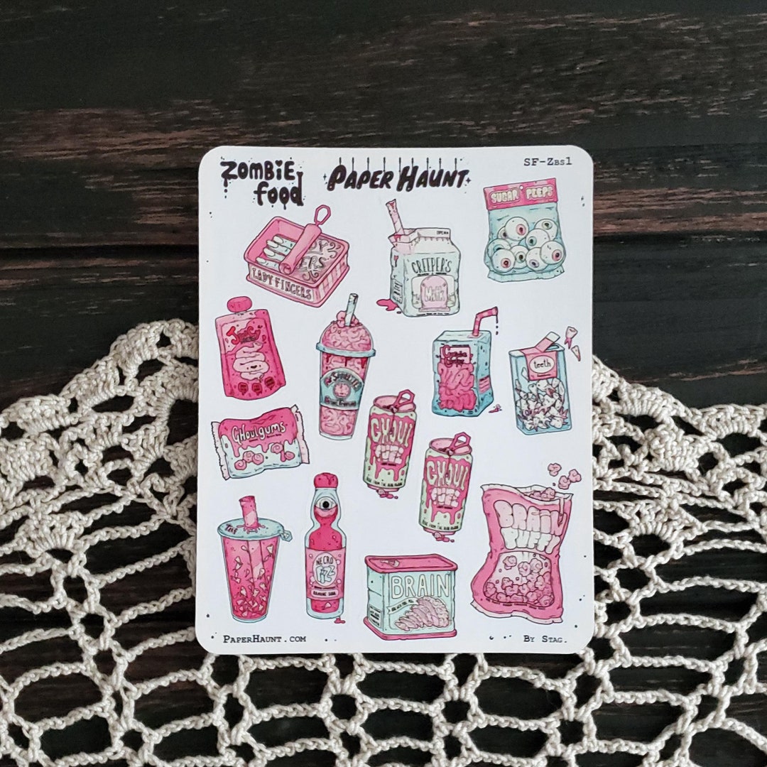 Zombie Foods STICKER Sheet - Goth Planner - Spooky Cute - Etsy