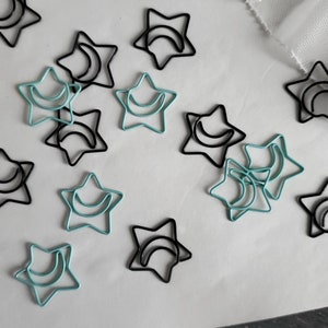 Blue and Black Moon Star Paperclips, Spooky Cute, Pastel Goth - Etsy