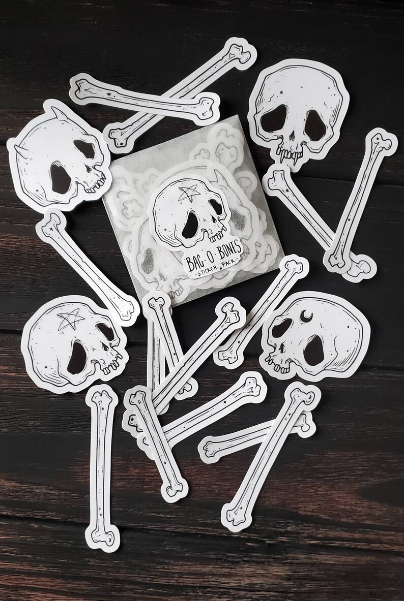 Creepy Cute Skull Bone Gothic STICKER Pack | Etsy
