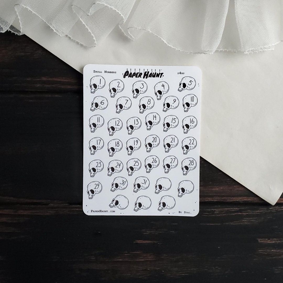 Skull Number Planner STICKER Sheet - Etsy
