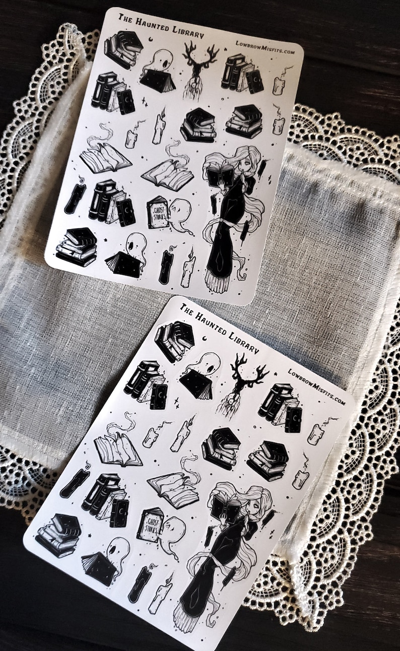 Haunted Library STICKER Sheet Ghosts and Books - Etsy