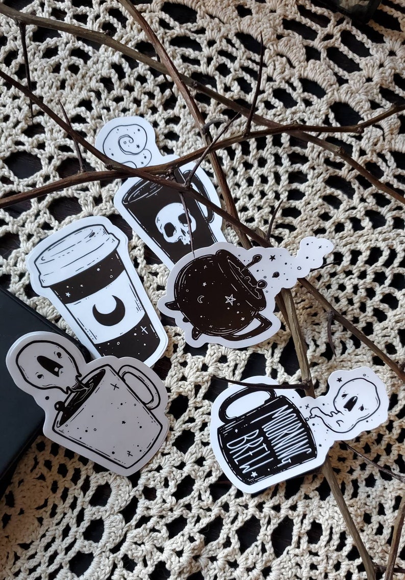 Spooky Brew Coffee Ghost Gothic STICKER Pack - Etsy