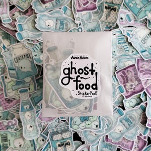 Ghost Foods STICKER Pack - Spooky Cute -pastel Goth - Pack of Thirteen ...