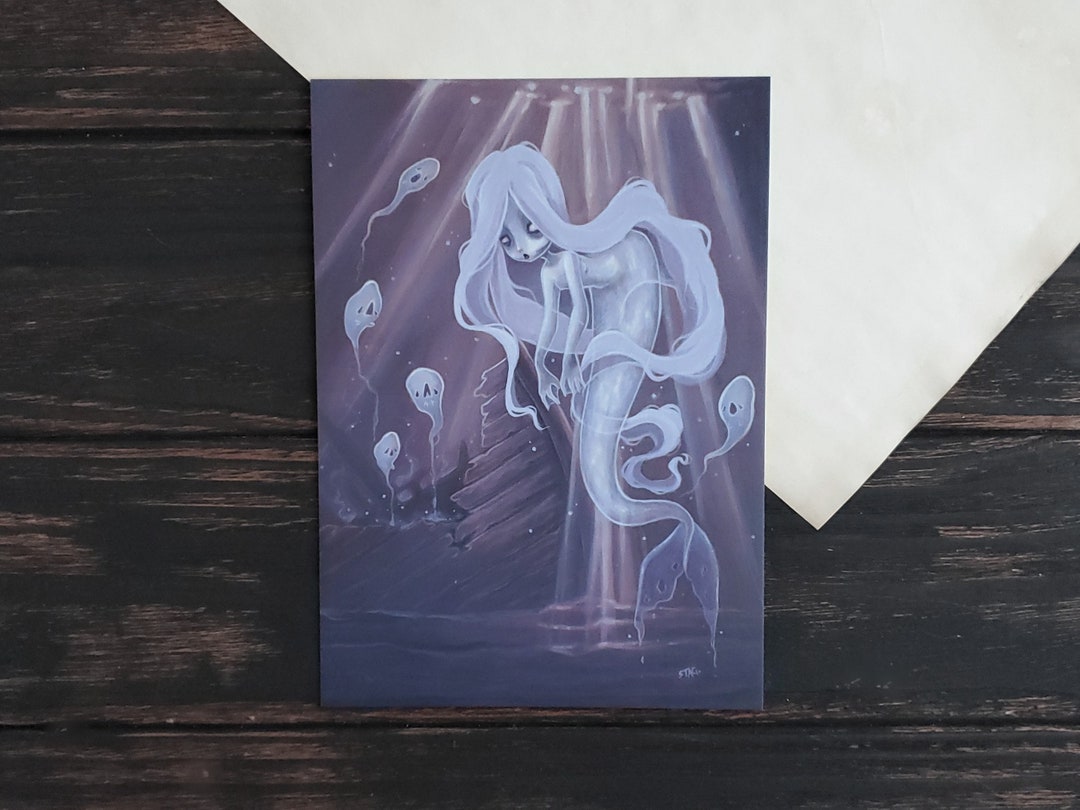 The Ghost Ship 5x7 Art Print Mermaid Spooky Cute - Etsy
