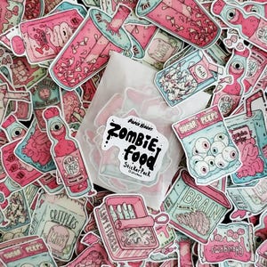 Zombie Foods STICKER Pack - Spooky Cute -pastel Goth - Pack of Thirteen ...