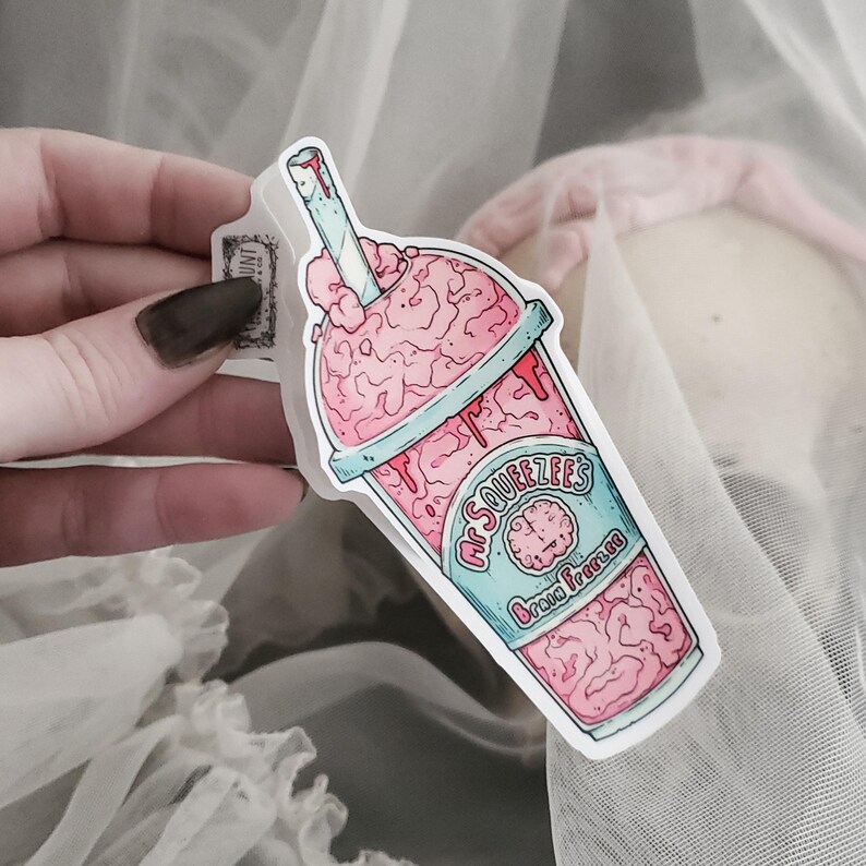 Brain Slushie STICKER- Zombie Foods- Creepy Cute - Etsy