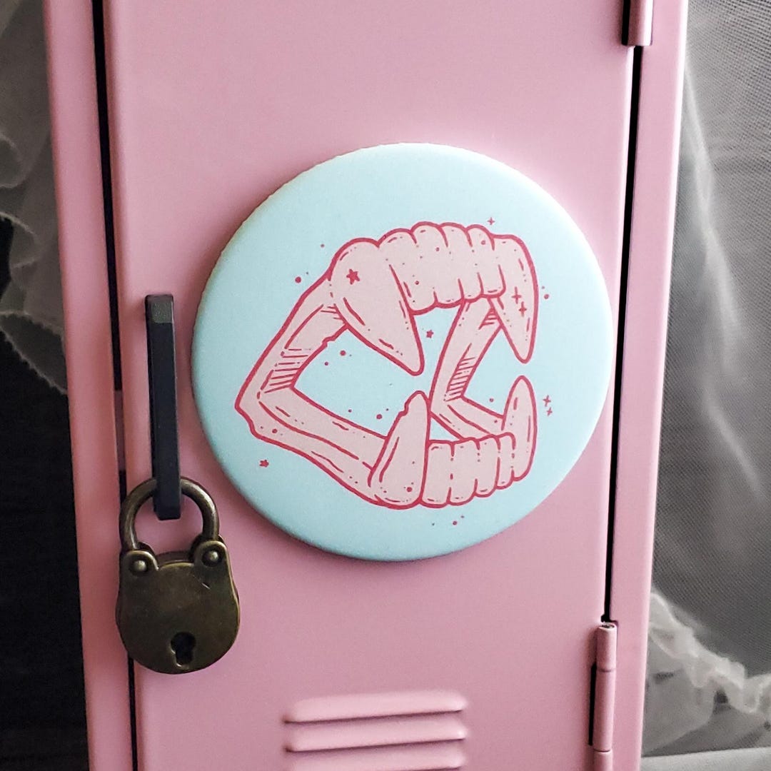 Pink Vampire Fangs Magnet – Cute Pink and Blue Horror Aesthetic ...