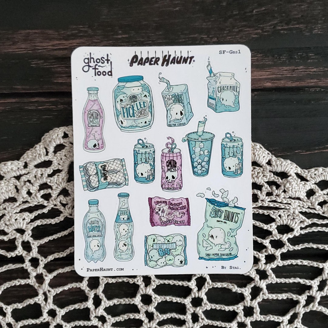 Ghost Foods STICKER Sheet - Goth Planner - Spooky Cute - Etsy