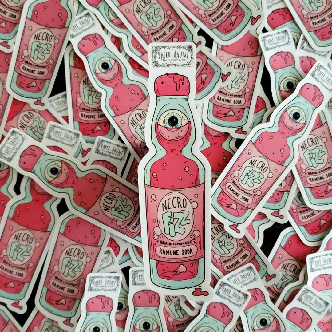 Zombie Ramune, Soda Sticker, Spooky Cute - Necro Fizz - Etsy