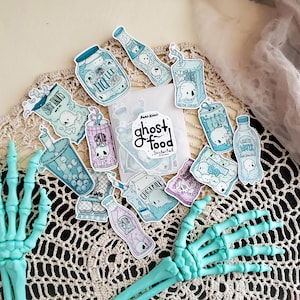 Ghost Foods STICKER Pack - Spooky Cute -pastel Goth - Pack of Thirteen ...