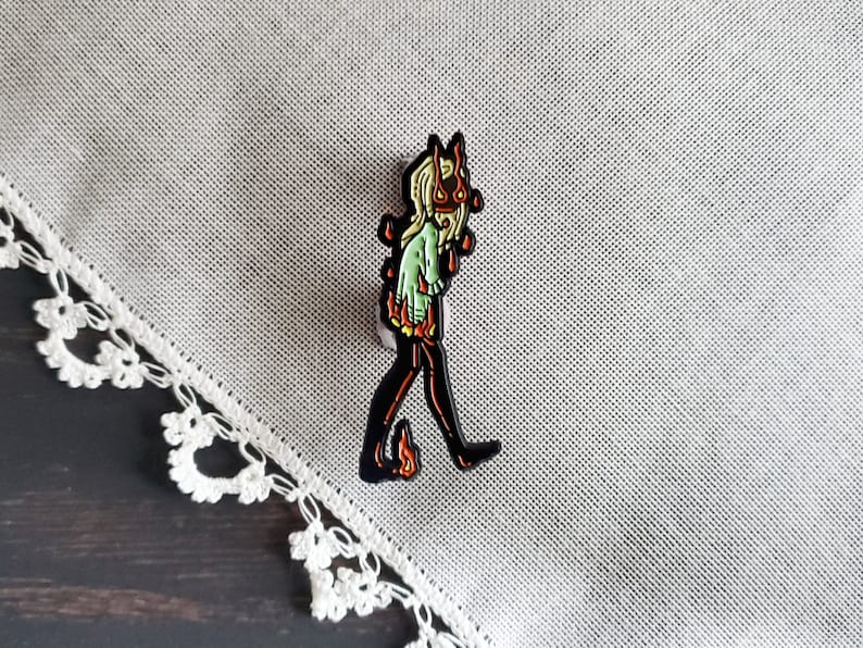 Ember Witch Lowbrow Fire Enamel Pin - Etsy