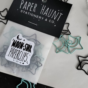 Blue and Black Moon Star Paperclips, Spooky Cute, Pastel Goth - Etsy